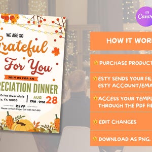 EDITABLE Fall Appreciation Dinner Invite, Grateful for You Invitation ...