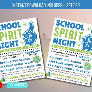 EDITABLE School Spirit Flyer Package, School Spirit Night Party, Spirt ...