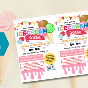 EDITABLE Ice Cream Social Flyer, School Appreciation Week, Ice Cream ...