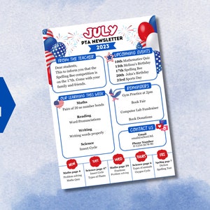 EDITABLE July Newsletter Template, Classroom Printable Handout Flyer ...
