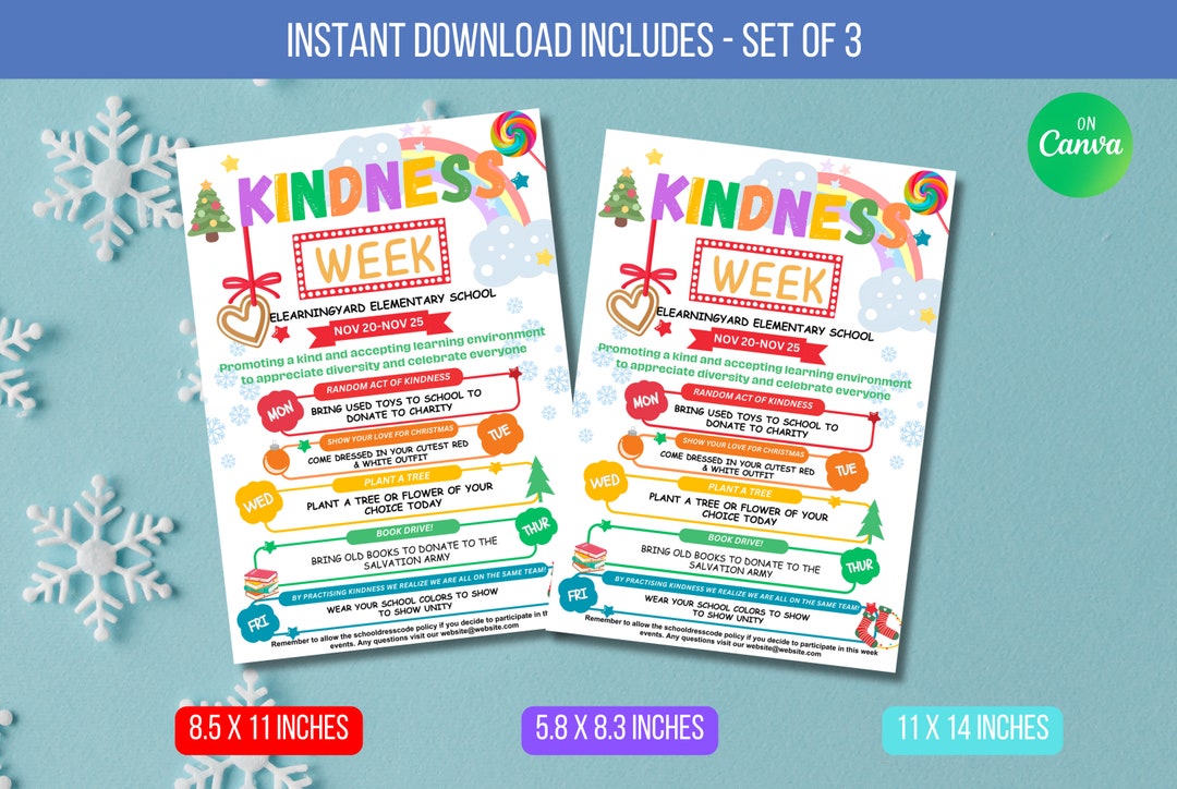 EDITABLE Kindness Week Itinerary Flyer, Diversity Inclusion, Printable ...