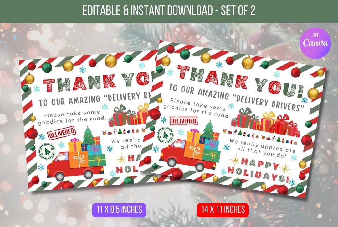 EDITABLE Delivery Driver Snack Sign, Delivery Driver Sign, Thank You ...