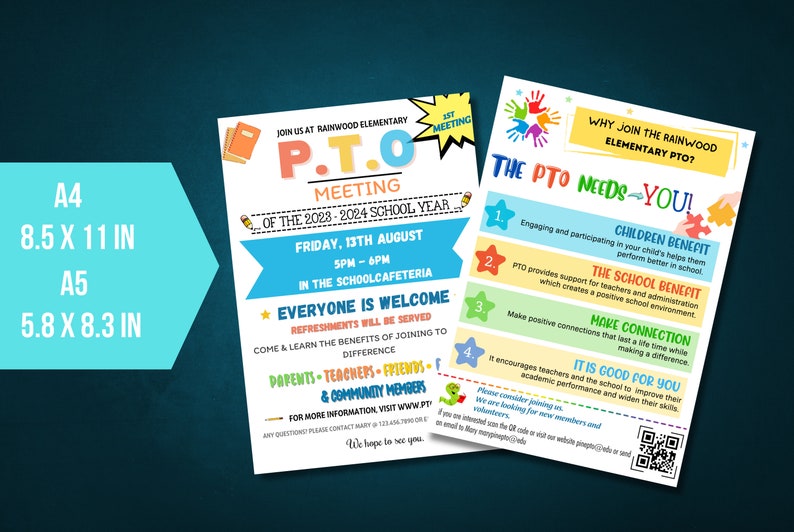 EDITABLE PTO PTA Complete Package Flyer, Sponsorship Form, Volunteer ...
