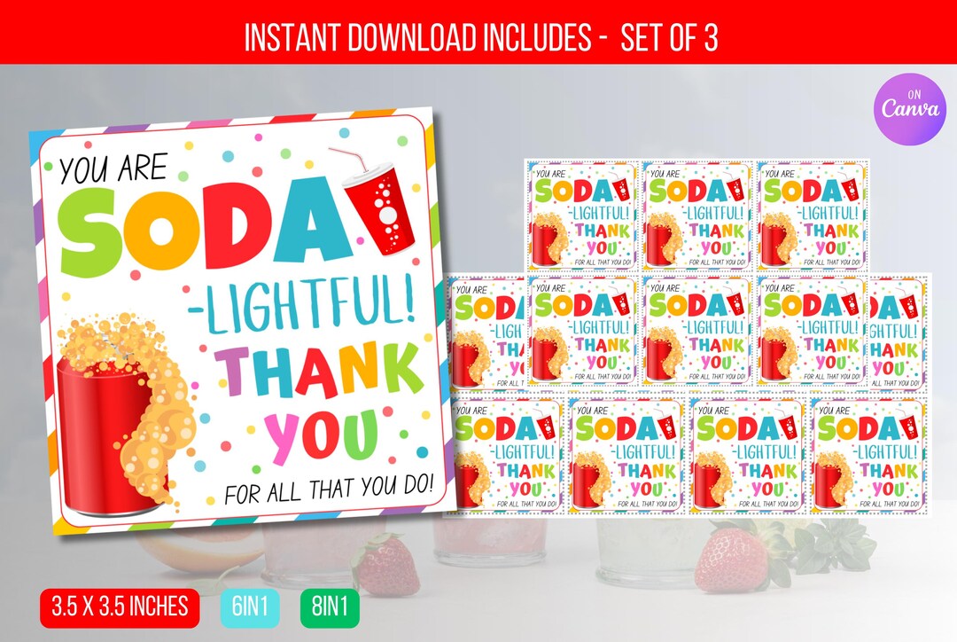 EDITABLE You're Soda-lightful, Soda Appreciation Sign, Staff Employee ...