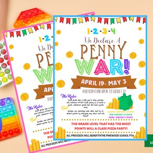 Penny War Fundraiser Flyer, Printable School Fundraiser Event ...