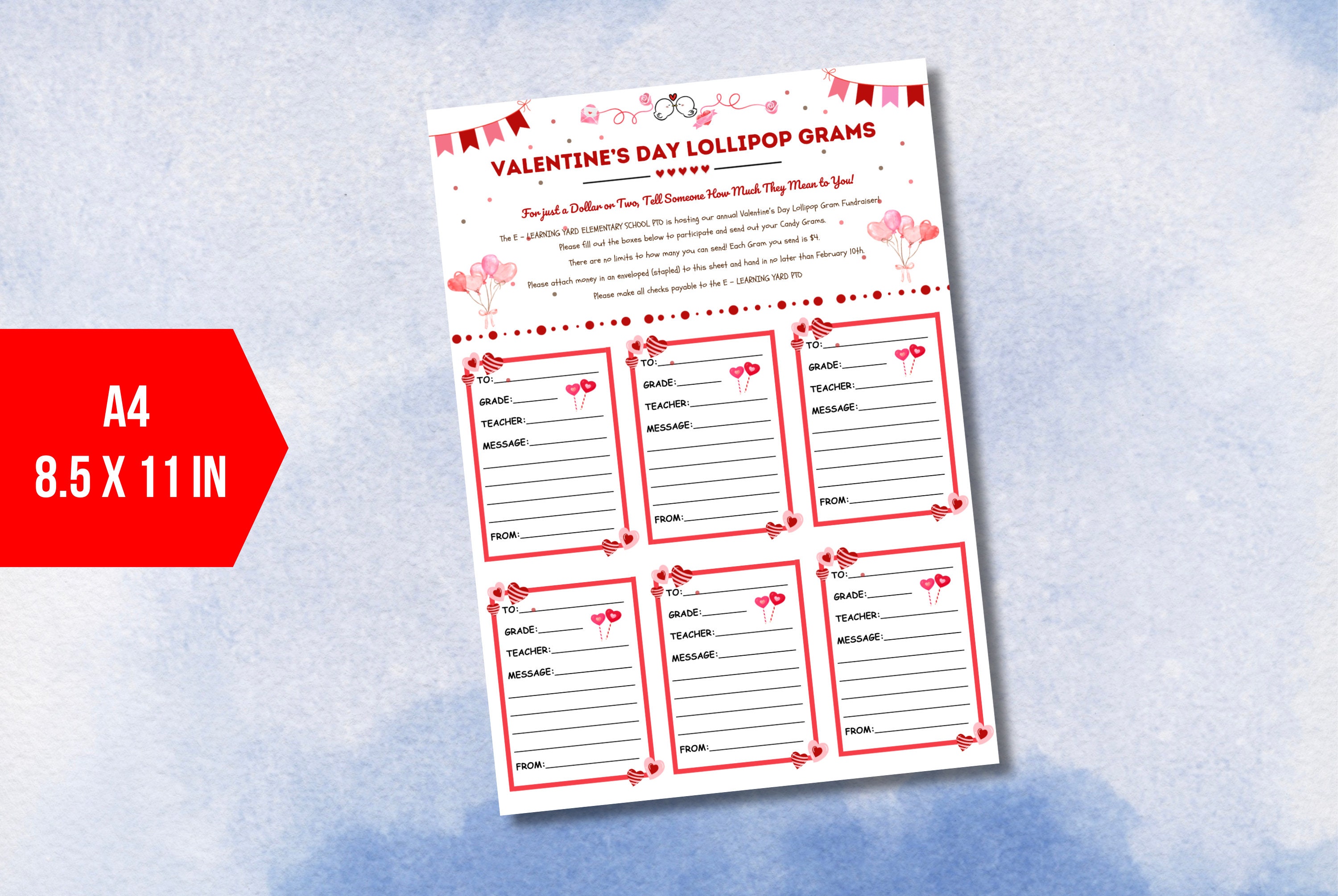 EDITABLE Valentines Day Lollipop Gram Fundraiser Flyer - Etsy
