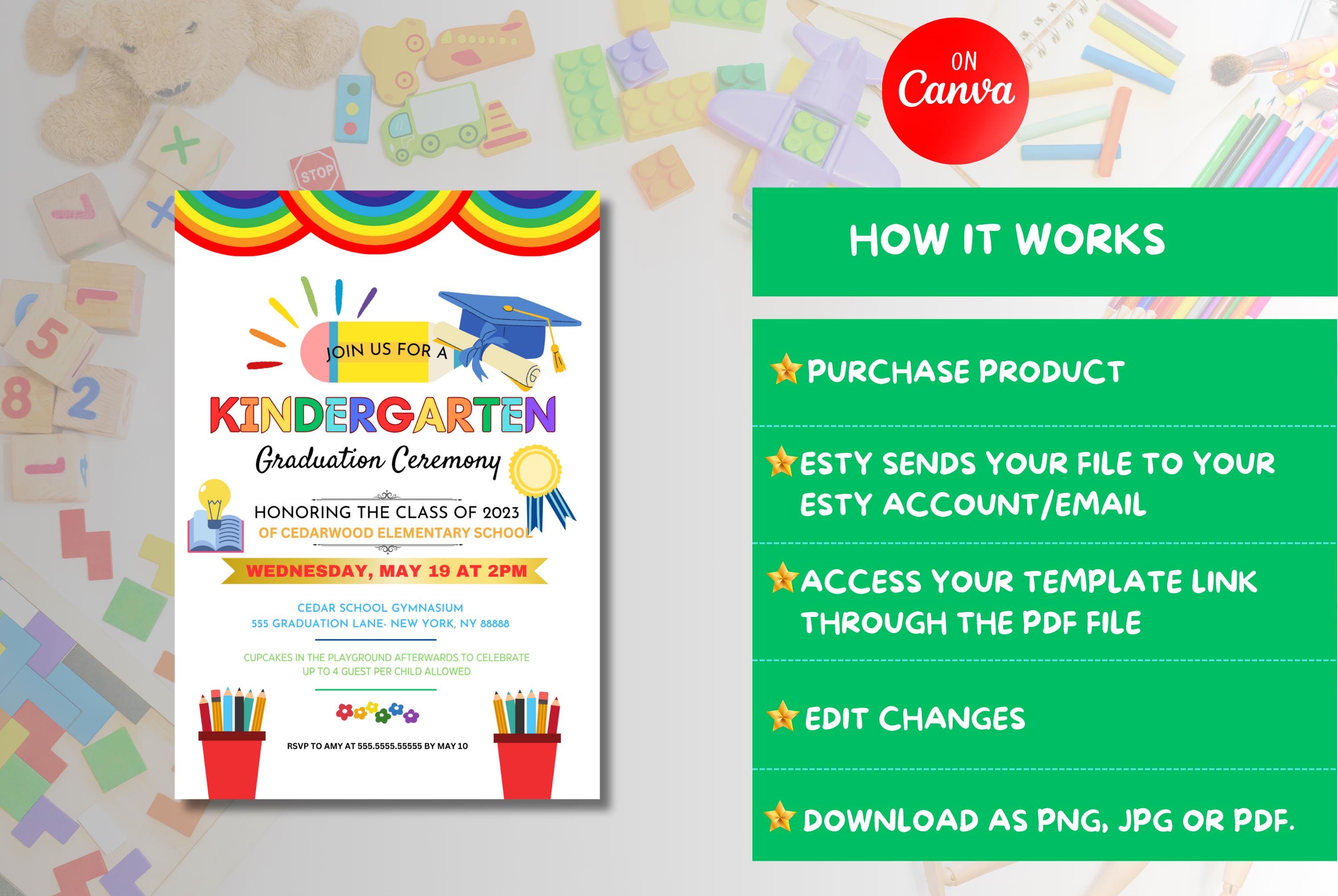 Kindergarten Graduation Invitation, Editable Kindergarten Graduation ...