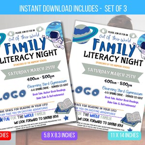Editable Family Literacy Night Flyer, PTO PTA Reading Book Sale School ...