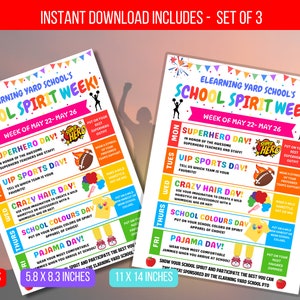 EDITABLE School Spirit Week Flyer, School Spirit Week Poster, Spirit ...
