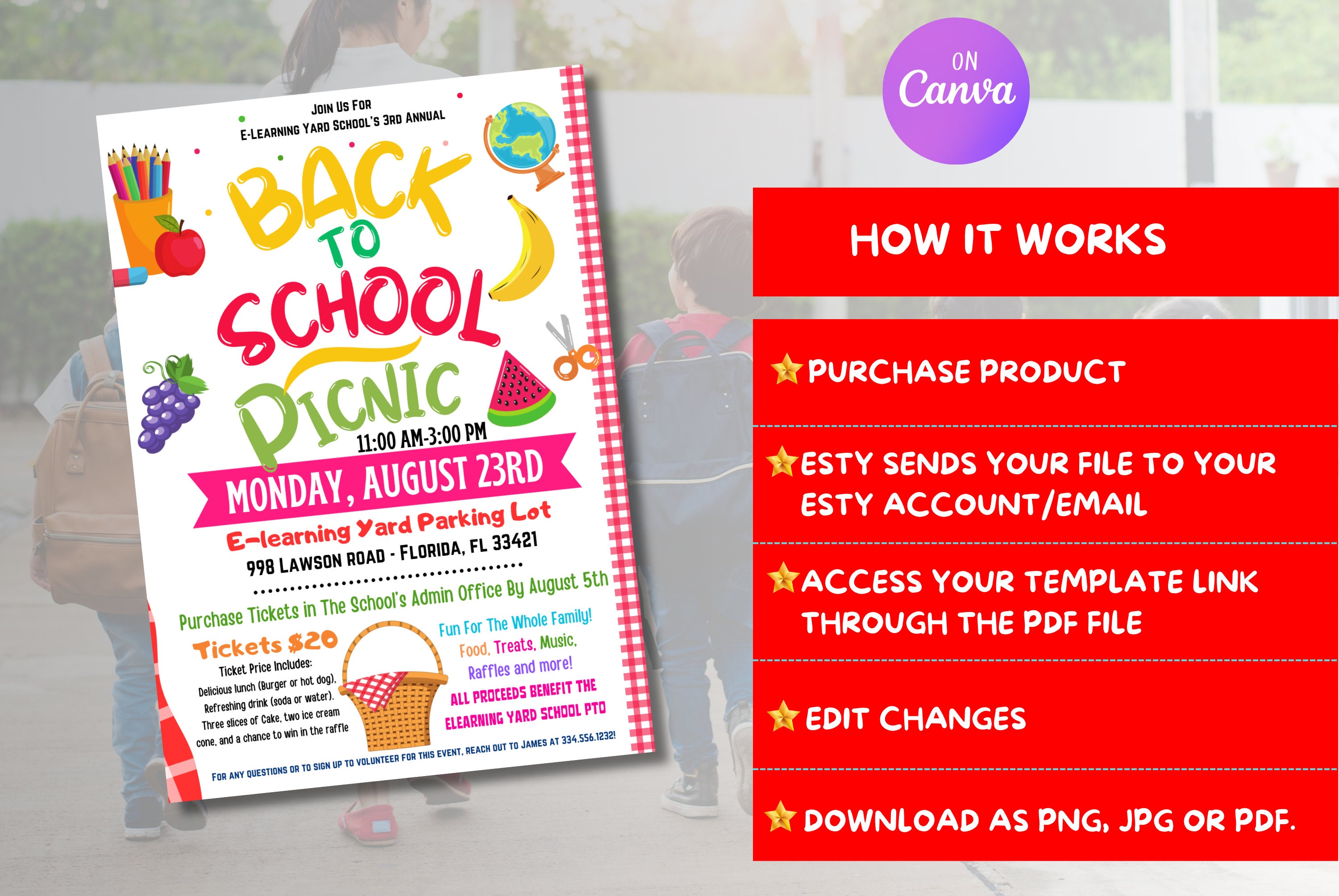 EDITABLE Back to School Picnic Invite, School Picnic Party Invite, End ...