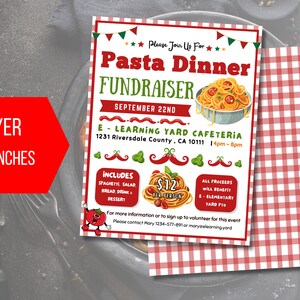EDITABLE Pasta Dinner Fundraiser Flyer Pasta Dinner Invite, Benefit ...