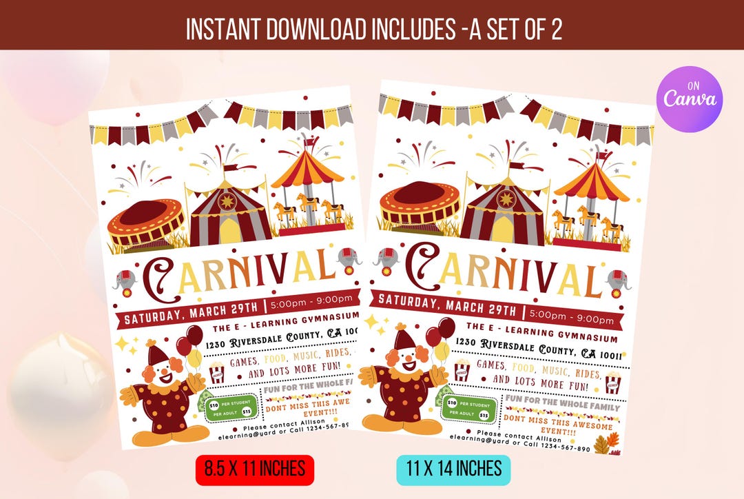 EDITABLE Fall Carnival Flyer, Printable PTA PTO Flyer, School Church ...