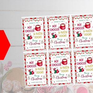 EDITABLE Hot Chocs & Fuzzy Socks Tag, Christmas Gift Tag, Hot Chocolate ...