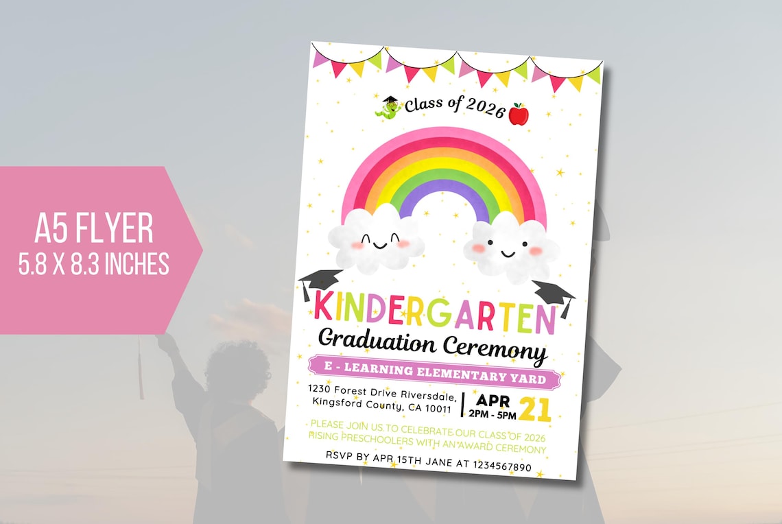 EDITABLE Kindergarten Graduation Invitation, Editable Kindergarten ...