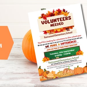 EDITABLE PTO PTA Volunteers Needed Flyer, School Year Event Volunteer ...