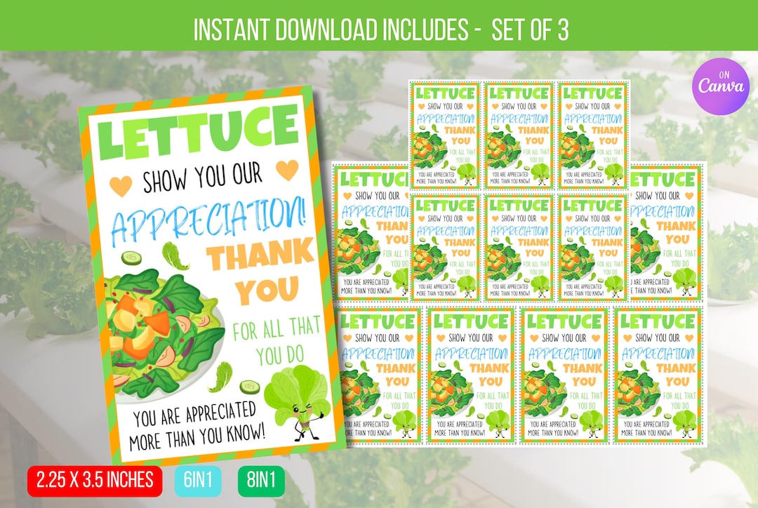 EDITABLE Lettuce Show You Our Thanks, Salad Bar Appreciation Sign ...