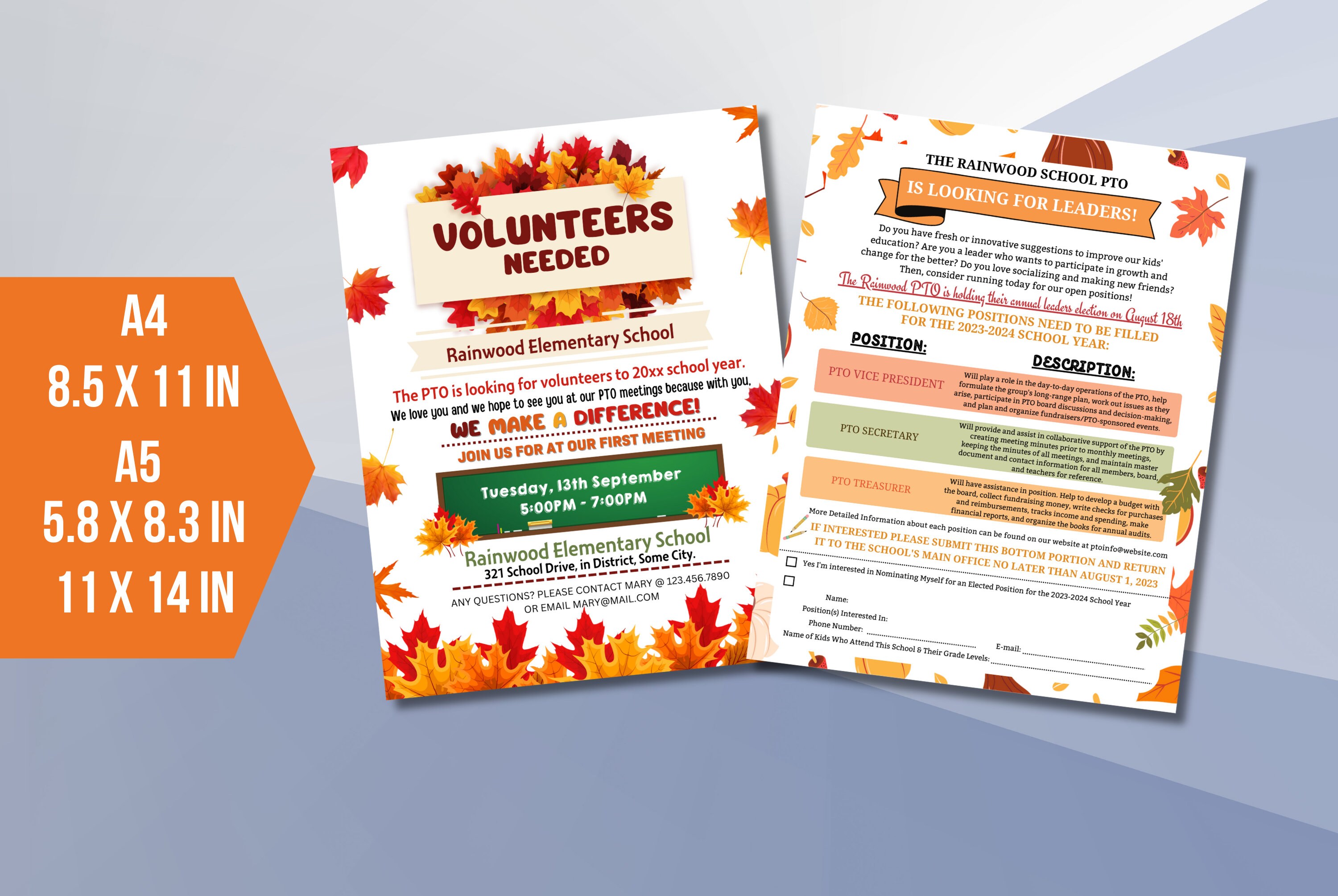 EDITABLE PTO Flyer Bundle Printable School PTO Information - Etsy