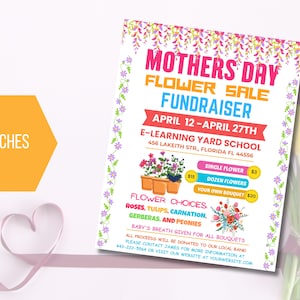 EDITABLE Mother's Day Flower Fundraiser Flyer, Printable Invite ...