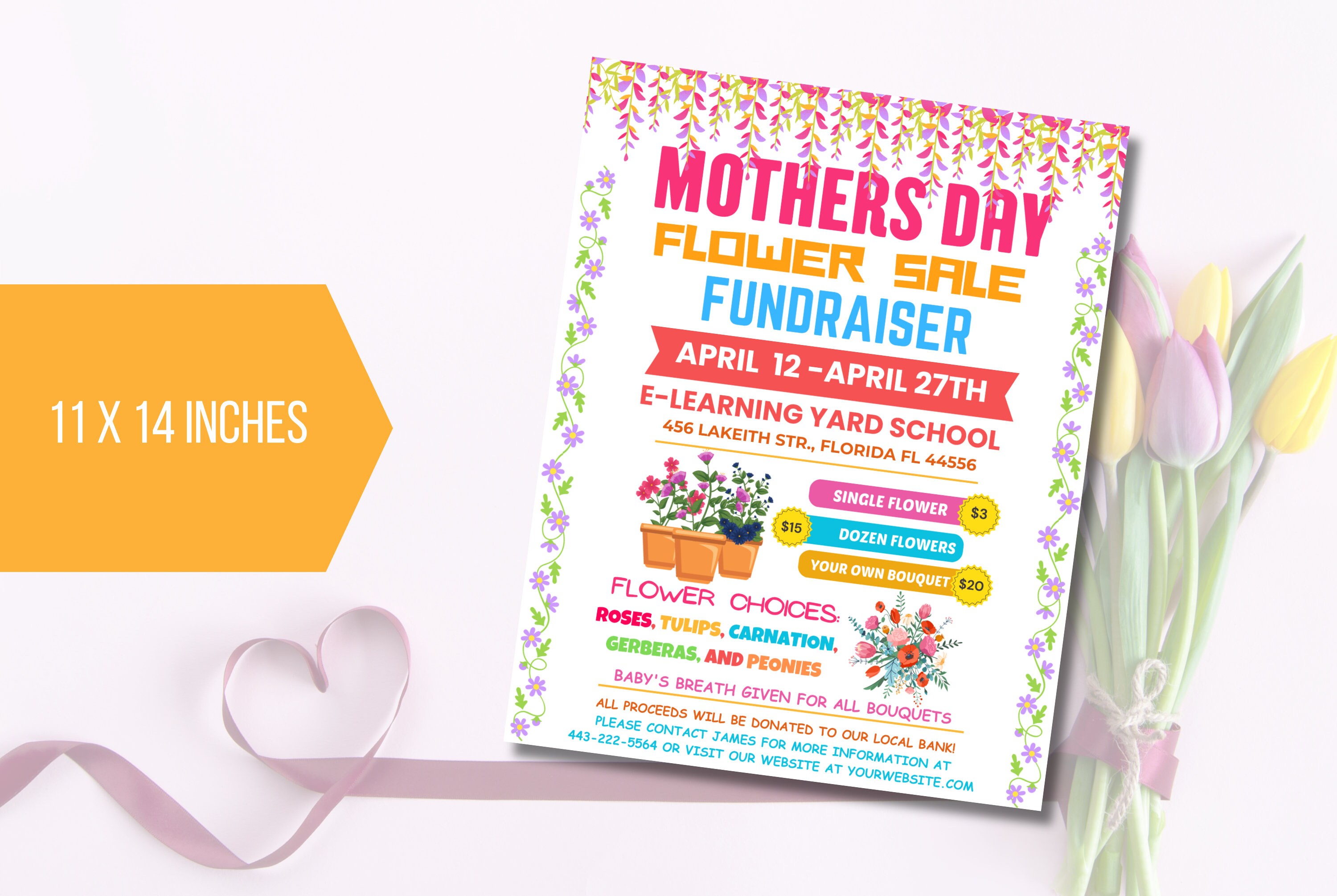 EDITABLE Mother's Day Flower Fundraiser Flyer, Printable Invite ...