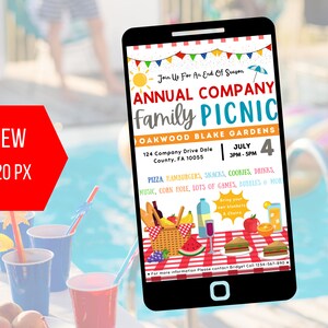 EDITABLE Annual Family Picnic Flyer Template, Staff Customer ...