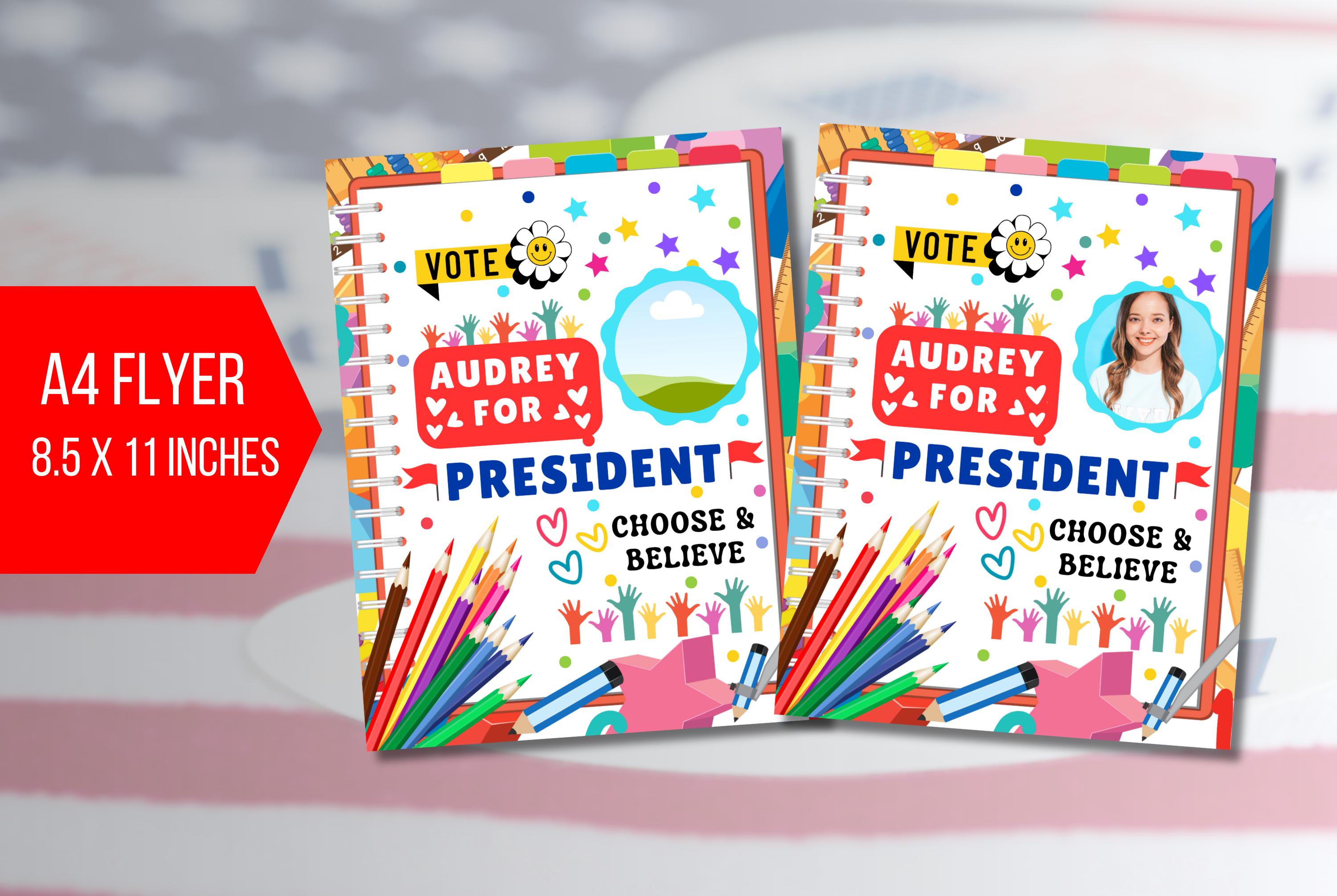 EDITABLE Presidential Campaign Poster, Class Campaign President, High ...
