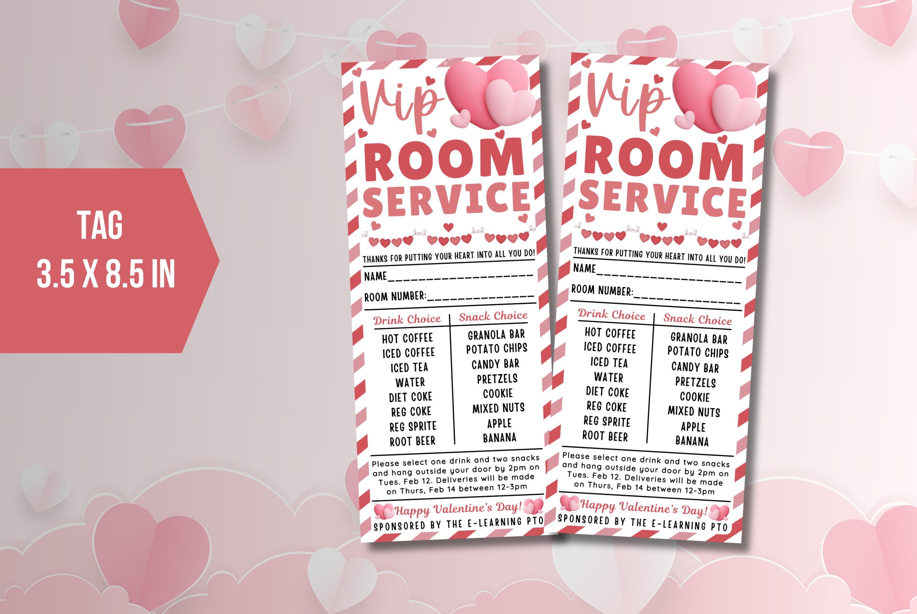 EDITABLE Happy Valentine's Day VIP Room Service Door Hanger, Teacher ...