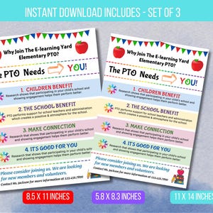 PRINTABLE School PTO/PTA Recruitment Flyer, Volunteer Meeting Agenda ...