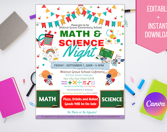 Editable STEAM Night Flyer, PTO PTA School Flyer, Science Tech ...