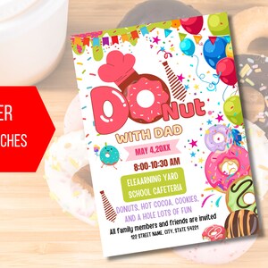 EDITABLE Donuts With Dad Flyer, Printable Donuts With Dad Invitation ...
