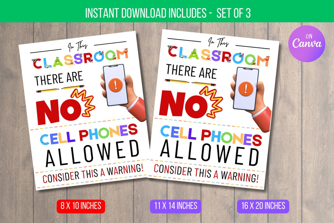 EDITABLE No Cellphones Allowed Wall Sign Classroom Poster, Classroom ...