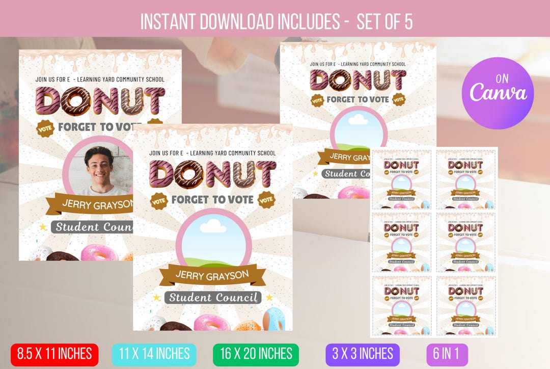 EDITABLE Donut Forget to Vote Poster, Homecoming Queen Poster Sign ...