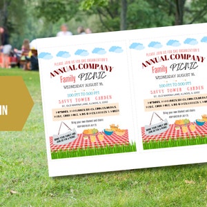 EDITABLE Family Picnic Flyer Editable Template, Staff Employee Customer ...