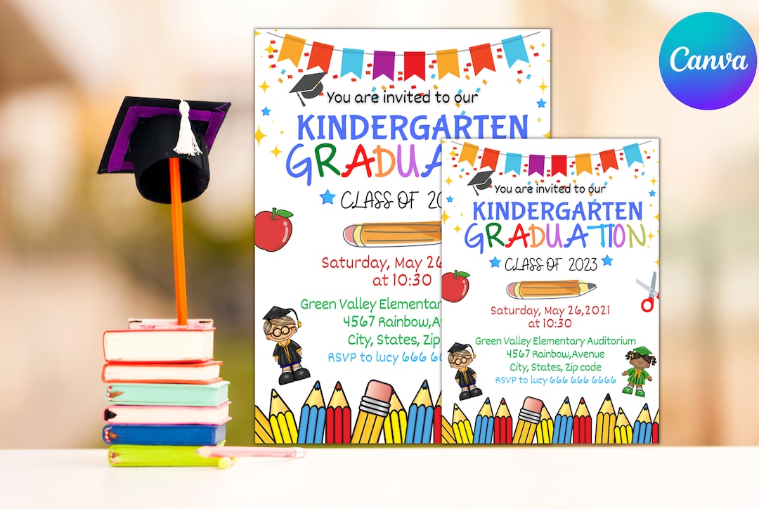 Editable Kindergarten Graduation Invitation Flyer, Printable ...