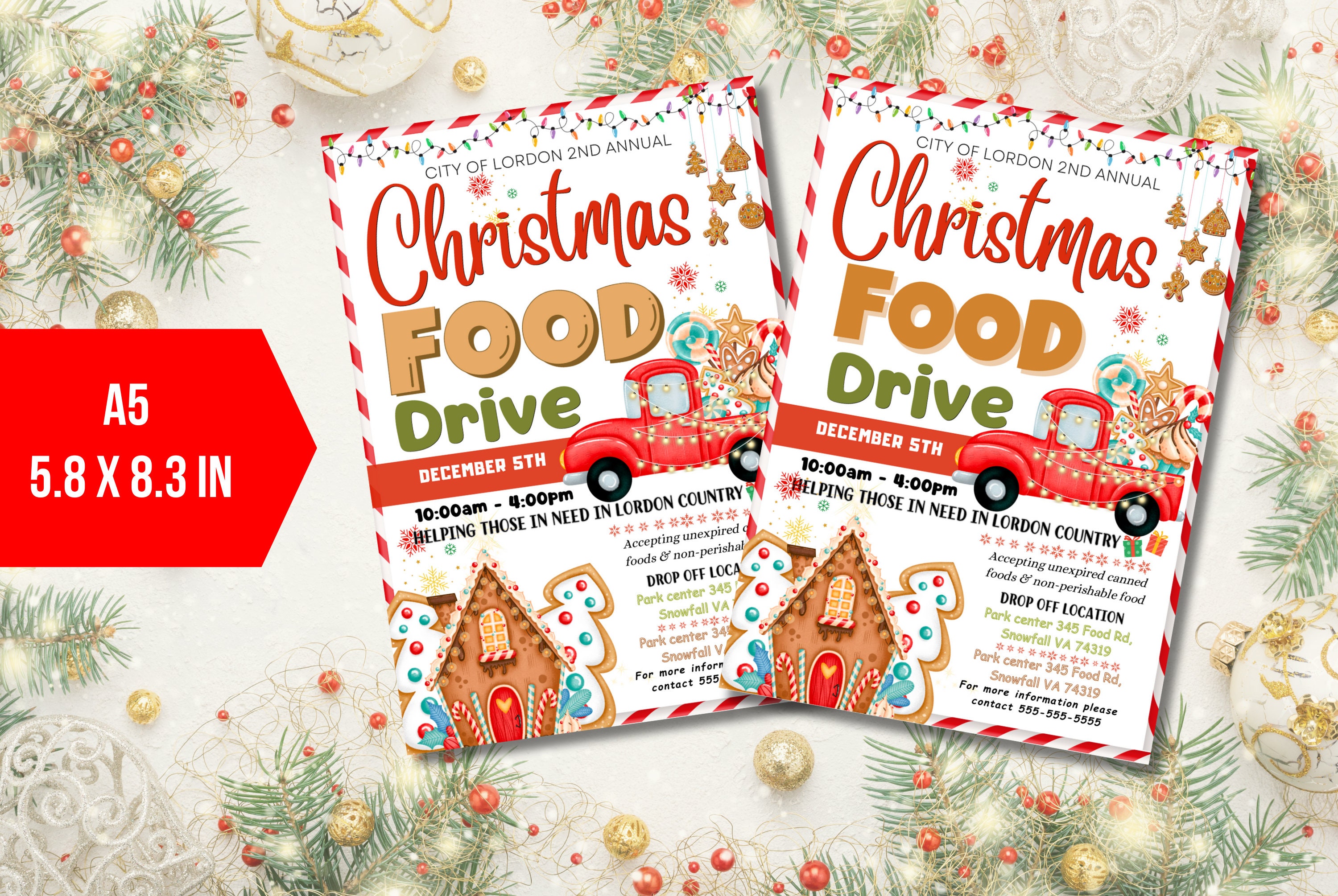 EDITABLE Christmas Food Drive Flyer School Church Event - Etsy