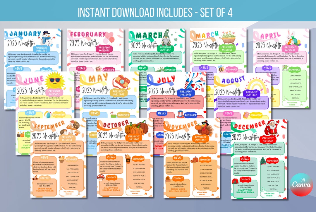 EDITABLE Monthly Newsletter Template Bundle, Classroom Printable ...