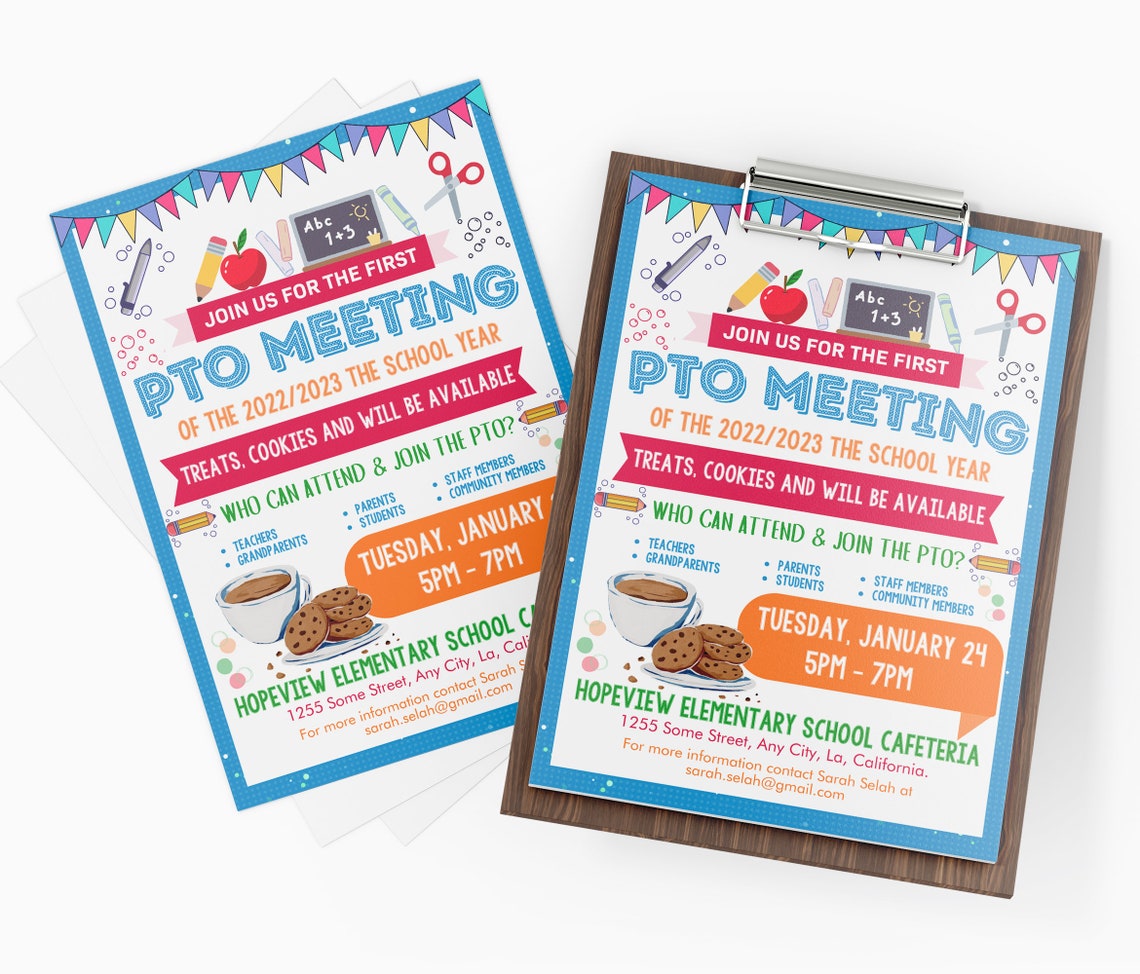 Editable/printable PTO PTA Meeting Handout Flyer School - Etsy