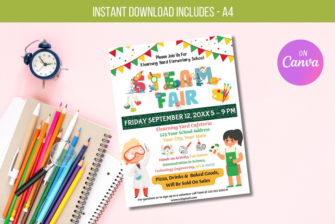 EDITABLE Family Steam Night Flyer, School PTA PTO Flyer, Community ...