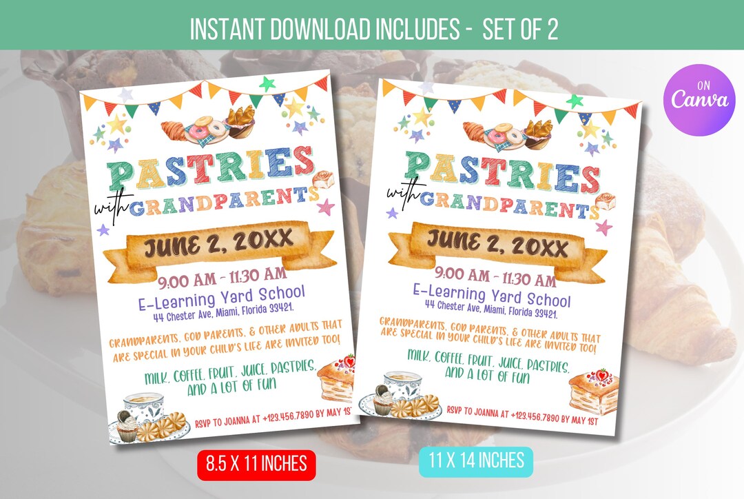 EDITABLE Pastries With Parents, PTA/PTO Breakfast School Fundraiser ...