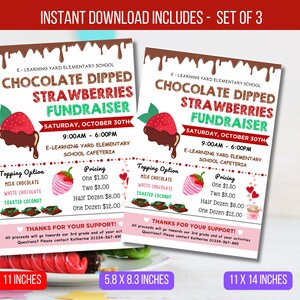 EDITABLE Chocolate Dipped Strawberries Fundraiser Invitation ...