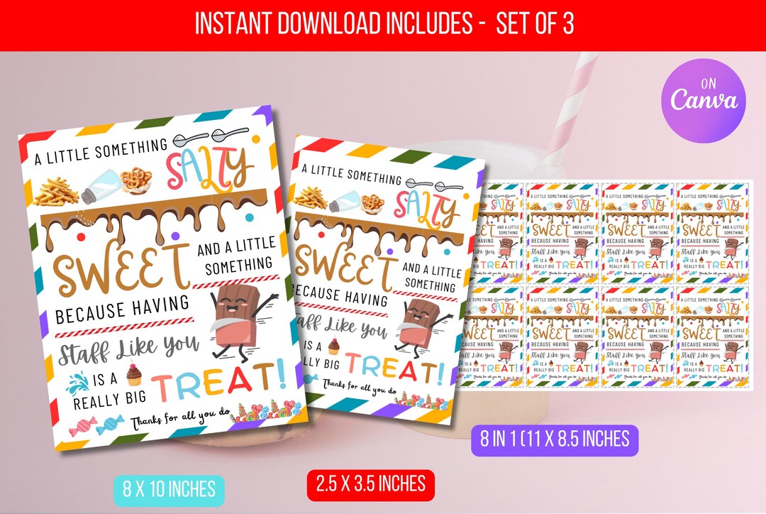 EDITABLE Salty Sweet Treat Gift Tag, Teacher Staff Employee ...