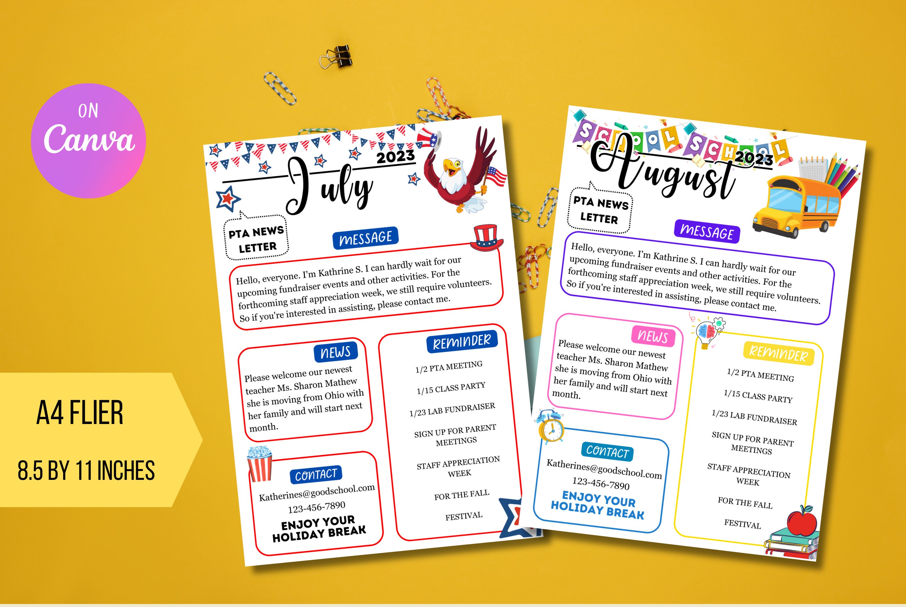 EDITABLE Yearly/monthly Newsletter Template Set Classroom - Etsy