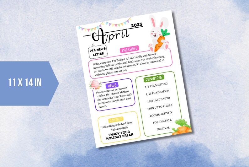 EDITABLE April Newsletter Template, Classroom Printable Handout Flyer ...