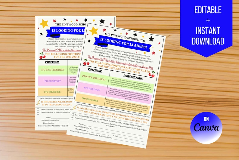 Printable School Board PTO Pta Election Recruitment Flyer, School ...