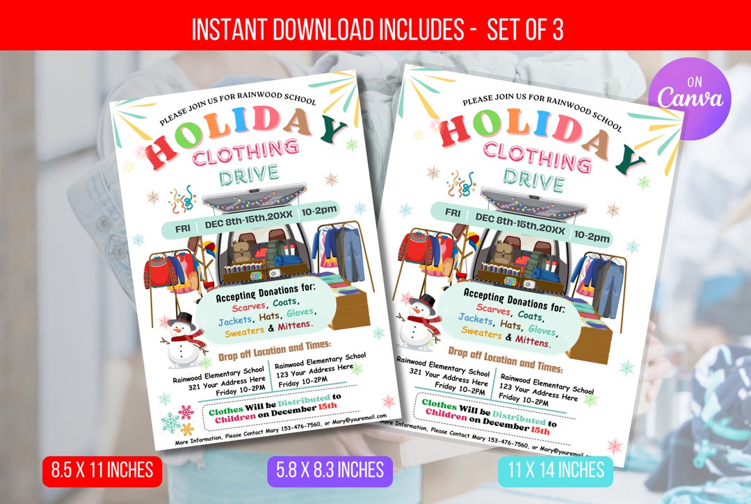EDITABLE Clothing Drive Flyer Printable PTA PTO Flyer School - Etsy