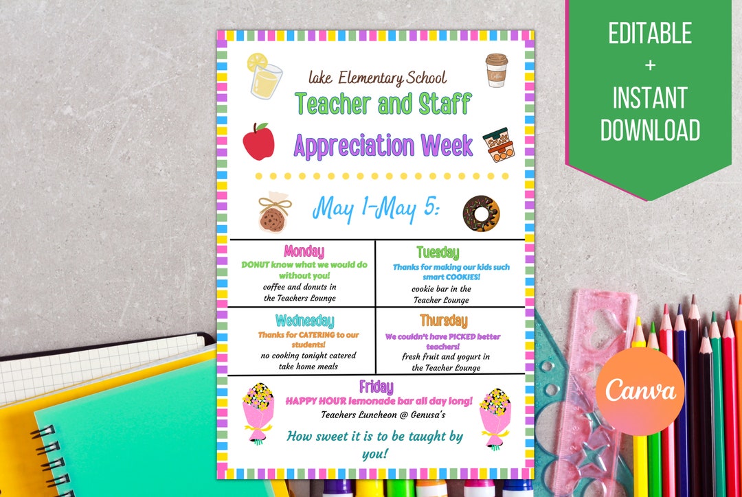 Editable Teacher Appreciation Staff Invitation Family Newsletter ...