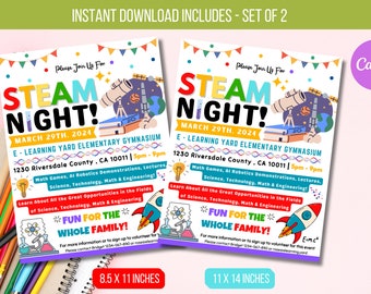 EDITABLE Family Steam Night Flyer, School PTA PTO Flyer, Community ...