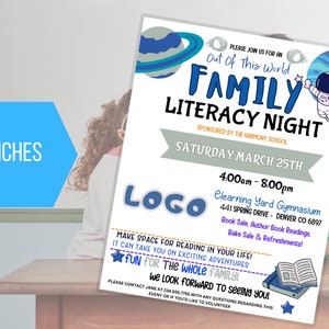 Editable Family Literacy Night Flyer, PTO PTA Reading Book Sale School ...