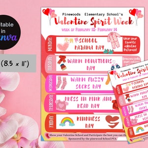 Valentines Spirit Week School Flyer. Festive Spirit Week PTO Flyer ...
