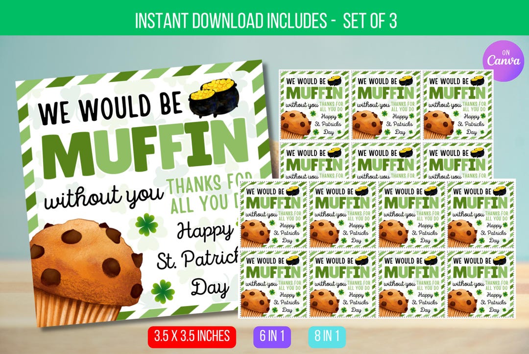 EDITABLE We Would Be Muffin Without You Thank You Appreciation, St ...