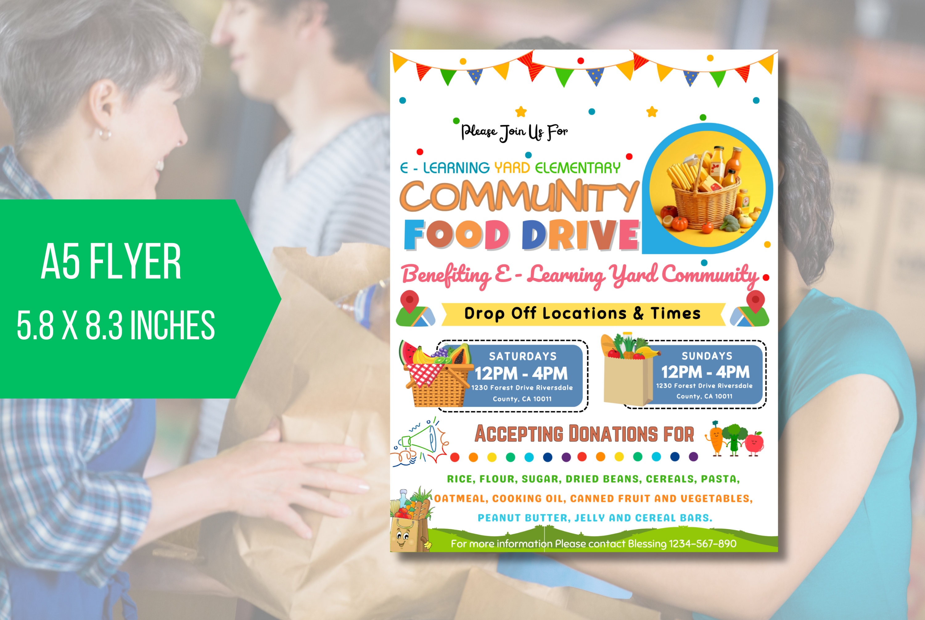 EDITABLE Community Food Drive Flyer, School Church Fundraiser Invite ...